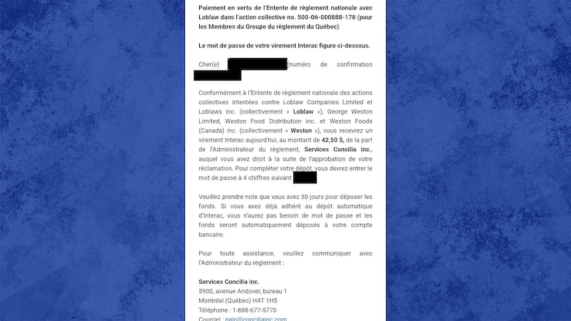 Cartel du pain: début de l’envoi des chèques et des virements Interac